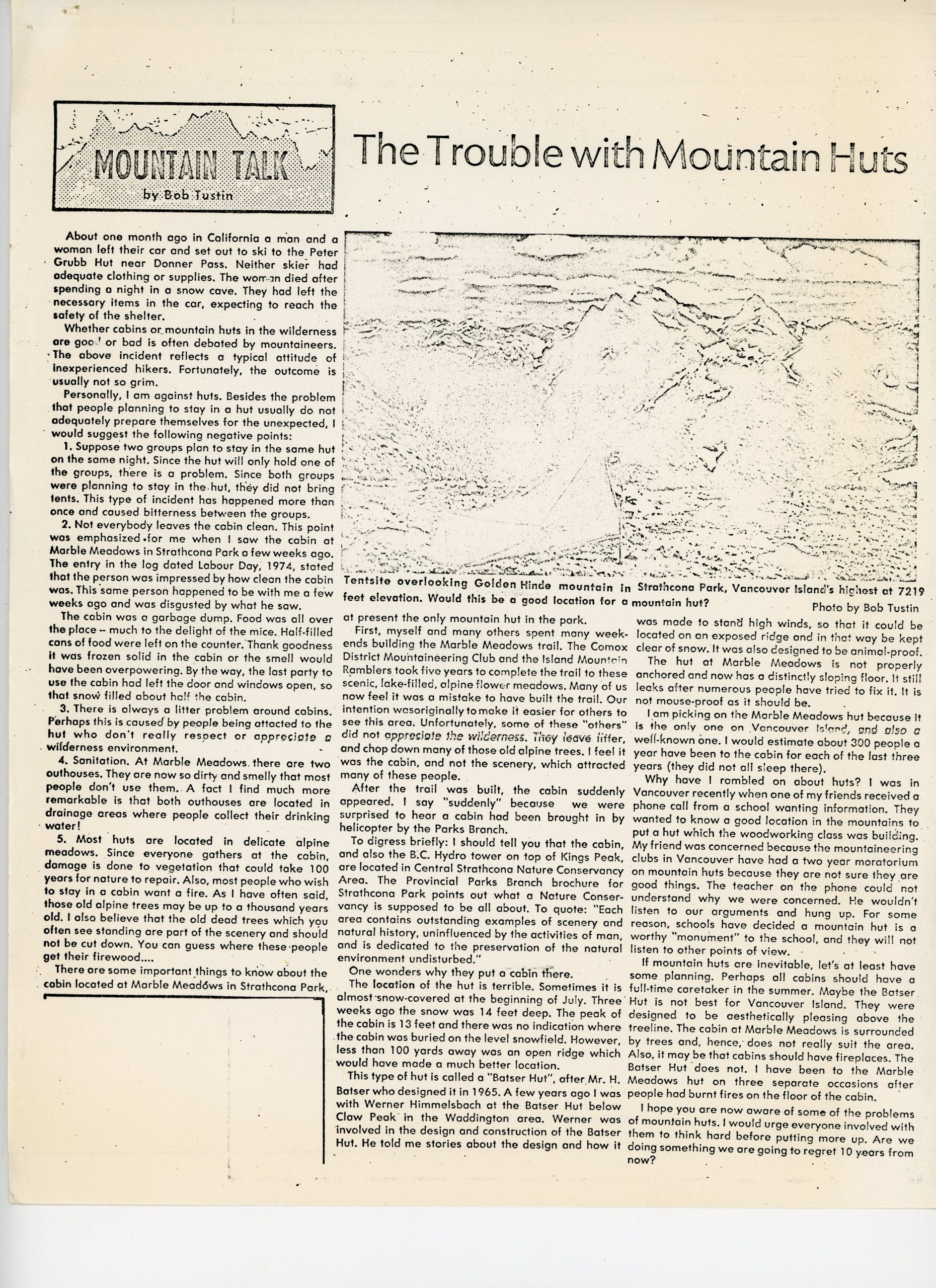 1975 – 1979 – Alpine Club of Canada Vancouver Island Section